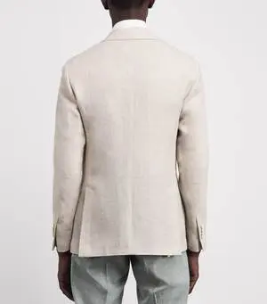 LARDINI Linen-wool Patch Pocket Blazer - Ivory