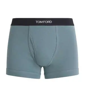 TOM FORD Stretch-cotton Logo Boxers - Green