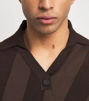 Jacquemus Cropped Stripe Polo Shirt - Brown