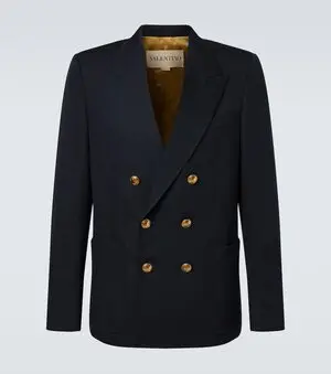 Valentino Garavani Double-breasted Virgin Wool Blazer - Blue
