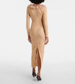 Alessandra Rich Ruffled Lace Midi Dress - Pink