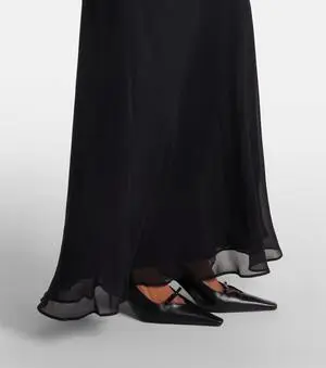 Alessandra Rich Feather-trimmed Silk Georgette Gown