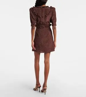 Alessandra Rich Polka-dot Ruffled Minidress - Brown