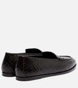 AQUAZZURA College Snake-effect Leather Loafers