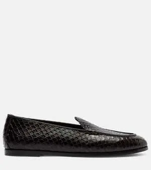 AQUAZZURA College Snake-effect Leather Loafers