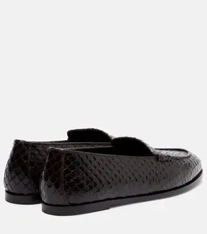 AQUAZZURA College Snake-effect Leather Loafers