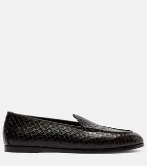 AQUAZZURA College Snake-effect Leather Loafers