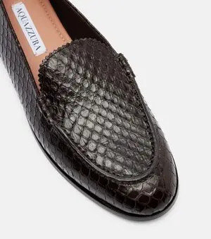 AQUAZZURA College Snake-effect Leather Loafers