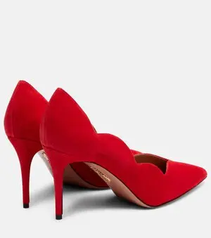AQUAZZURA Petal 85 Suede Pumps - Red