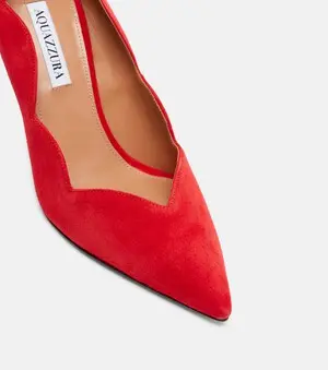 AQUAZZURA Petal 85 Suede Pumps - Red