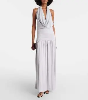 AYA MUSE Spoe Halterneck Maxi Dress - Blue
