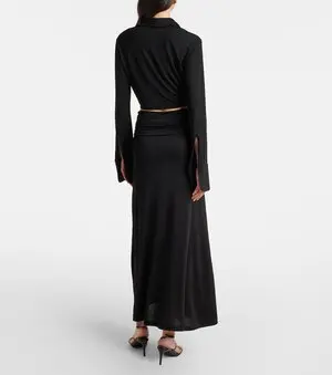 AYA MUSE Freya Draped Maxi Skirt - Black