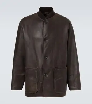A.PRESSE Shearling-lined Leather Jacket - Black