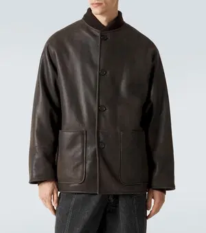 A.PRESSE Shearling-lined Leather Jacket