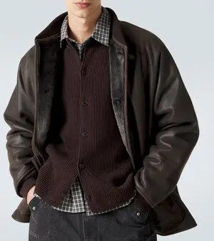 A.PRESSE Shearling-lined Leather Jacket