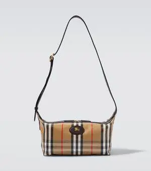Burberry Check Canvas Shoulder Bag - Beige