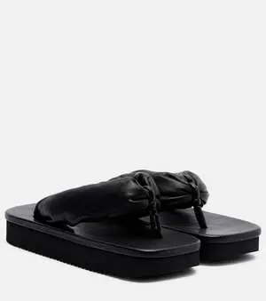 Rick Owens Leather Platform Thong Sandals - Black