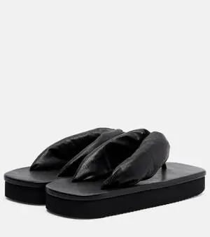 Rick Owens Leather Platform Thong Sandals
