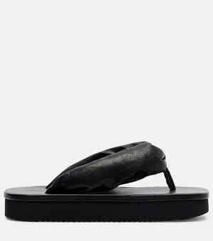 Rick Owens Leather Platform Thong Sandals