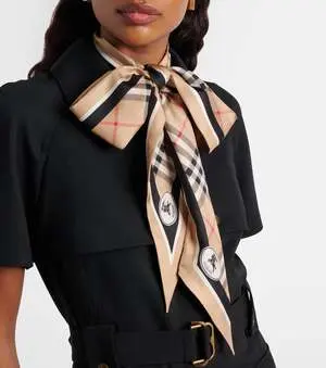 Burberry Check Silk Scarf - Beige