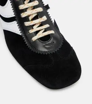 Dries Van Noten 65 Leather-trimmed Suede Mules - Black