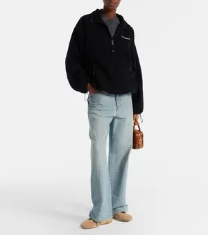 Miu Miu Logo Wool Polo Sweater - Grey