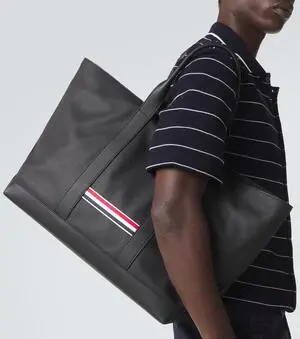 Thom Browne Leather Tote Bag - Black