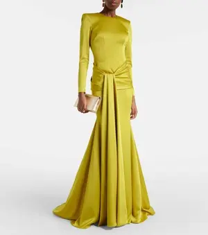 Alex Perry Draped Sash Satin Crêpe Gown