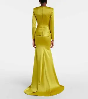 Alex Perry Draped Sash Satin Crêpe Gown
