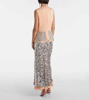 Rabanne Sequined Jersey Top - Silver