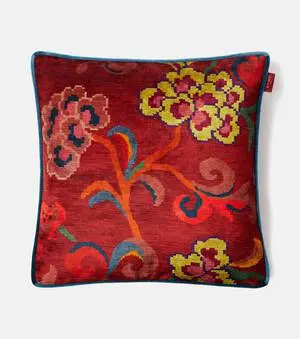 Etro Nimphea Floral Velvet Cushion - Multicoloured