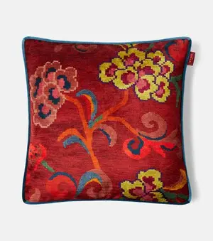 Etro Nimphea Floral Velvet Cushion - Multicoloured