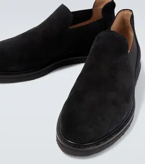 THE ROW Parker Suede Slip-on Loafers - Black