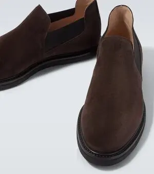 THE ROW Parker Suede Slip-on Loafers - Brown