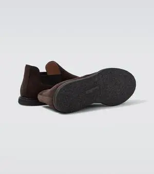 THE ROW Parker Suede Slip-on Loafers - Brown