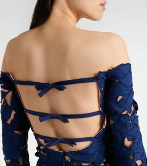 Costarellos Off-shoulder Guipure Lace Gown - Blue