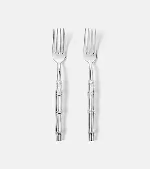 Gucci Bamboo Set Of 2 -plated Forks - Silver