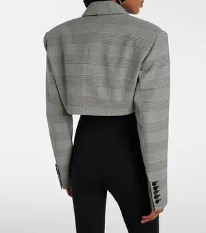 Balmain Houndstooth Cropped Wool-blend Blazer