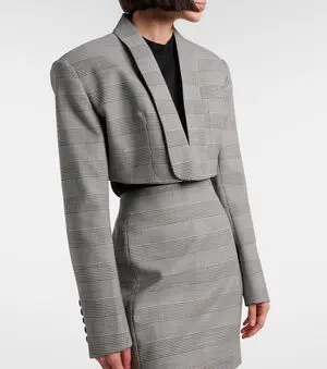 Balmain Houndstooth Cropped Wool-blend Blazer