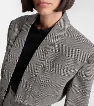 Balmain Houndstooth Cropped Wool-blend Blazer