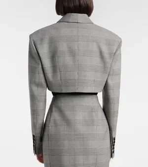 Balmain Houndstooth Cropped Wool-blend Blazer
