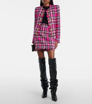 Balmain Checked Cotton And Wool-blend Tweed Jacket