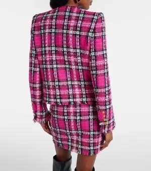 Balmain Checked Cotton And Wool-blend Tweed Jacket