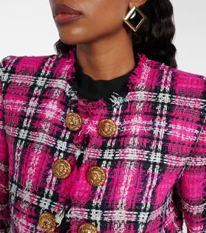 Balmain Checked Cotton And Wool-blend Tweed Jacket
