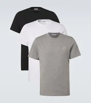 Moncler Set Of 3 Cotton Jersey T-shirts Multicoloured