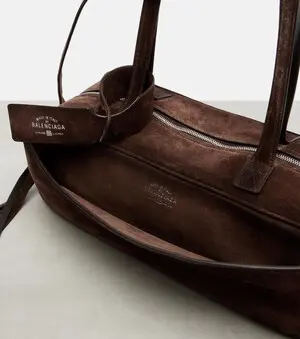 Balenciaga Carrie Small Suede Shoulder Bag - Brown