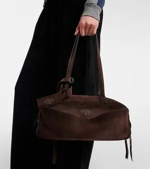 Balenciaga Carrie Small Suede Shoulder Bag - Brown