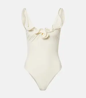 Magda Butrym Floral-appliqué Swimsuit - White