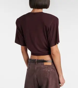 Magda Butrym Floral-appliqué Jersey T-shirt - Brown