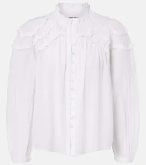 MARANT ETOILE Christa Ruffled Cotton-blend Blouse - White